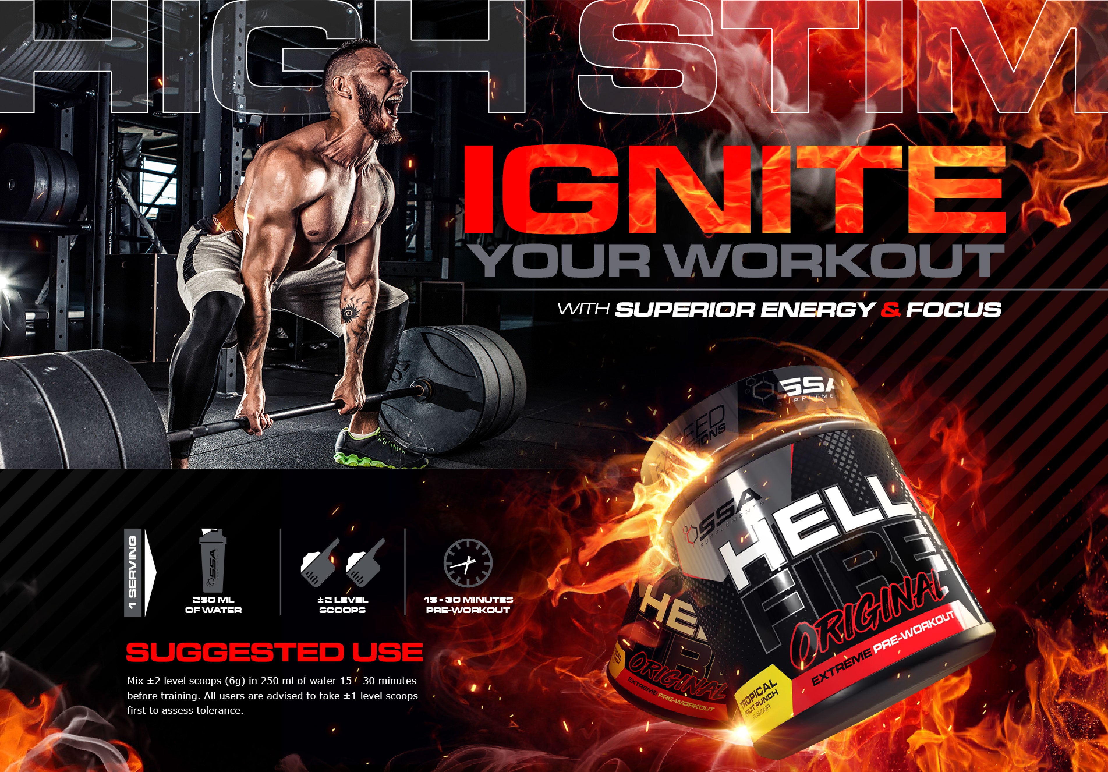 SSA Hellfire Original - High Stimulant Pre-Workout [20-40 Servings] – ssasupplements